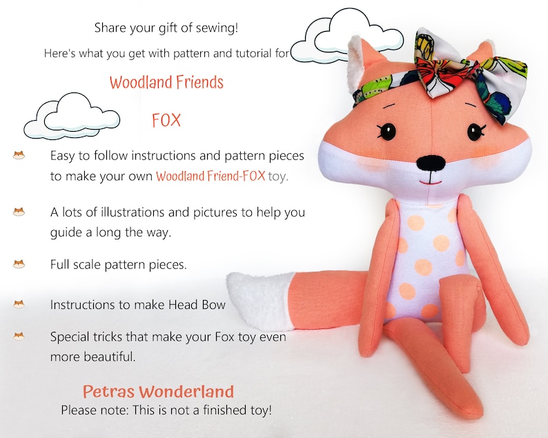 PDF Fox Sewing Pattern and Tutorial Woodland Stuffed Animal | Etsy