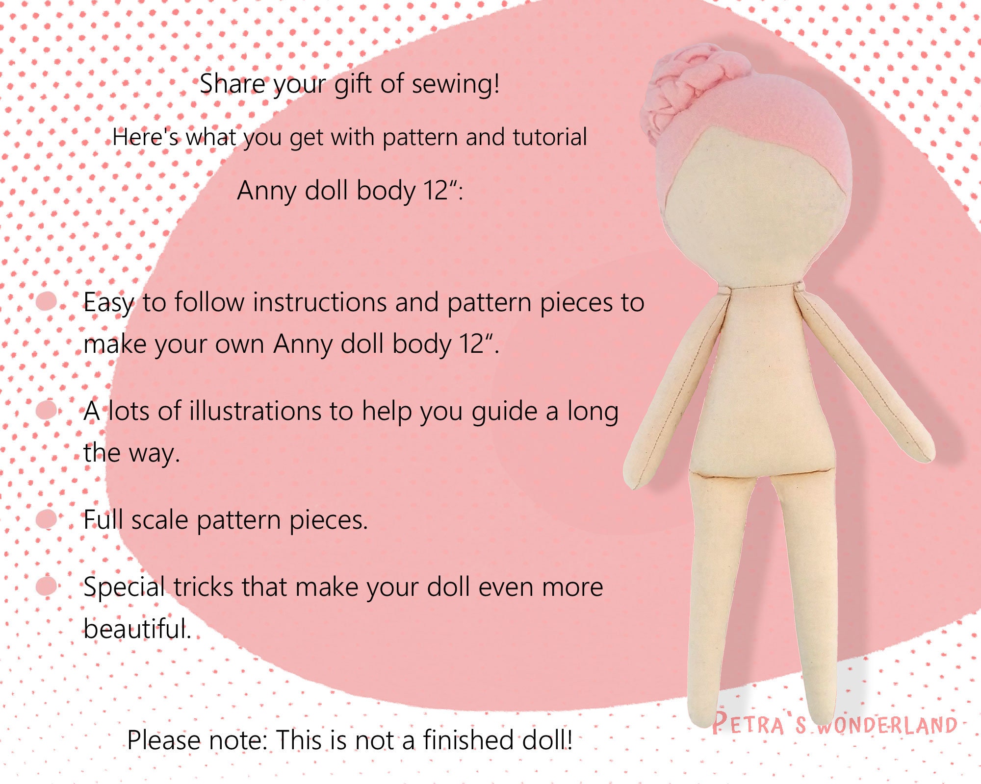 PDF Cloth Doll Pattern 12 Anny Doll PDF Sewing | Etsy