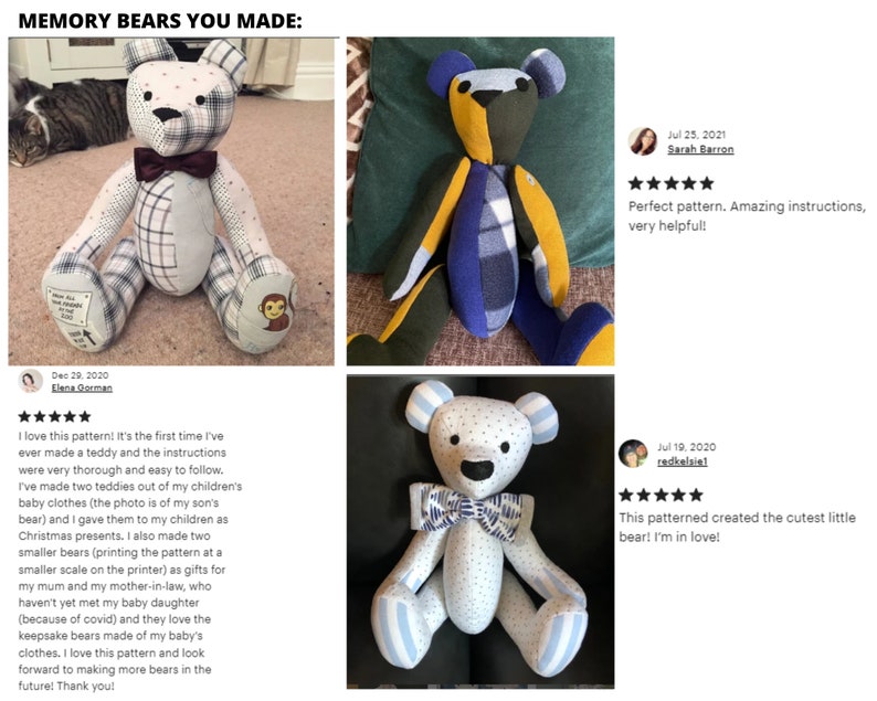 PDF Memory Bear Sewing Pattern & Tutorial Keepsake Bear - Etsy