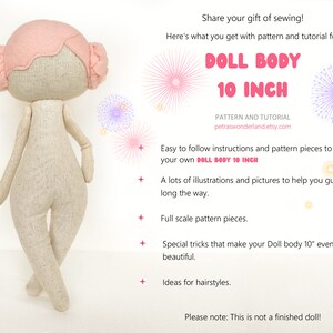 PDF Doll Body Pattern and Tutorial With Hair 10“, Cloth Doll Easy ...