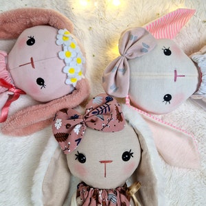 PDF Bunny Sewing Pattern With 3 Face Option, Diy Soft Cotton or Linen ...