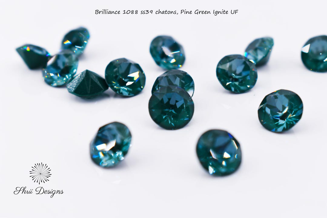 Brilliance Article #1088 Ss39 Chatons, Pack of Six, Pine Green Ignite ...