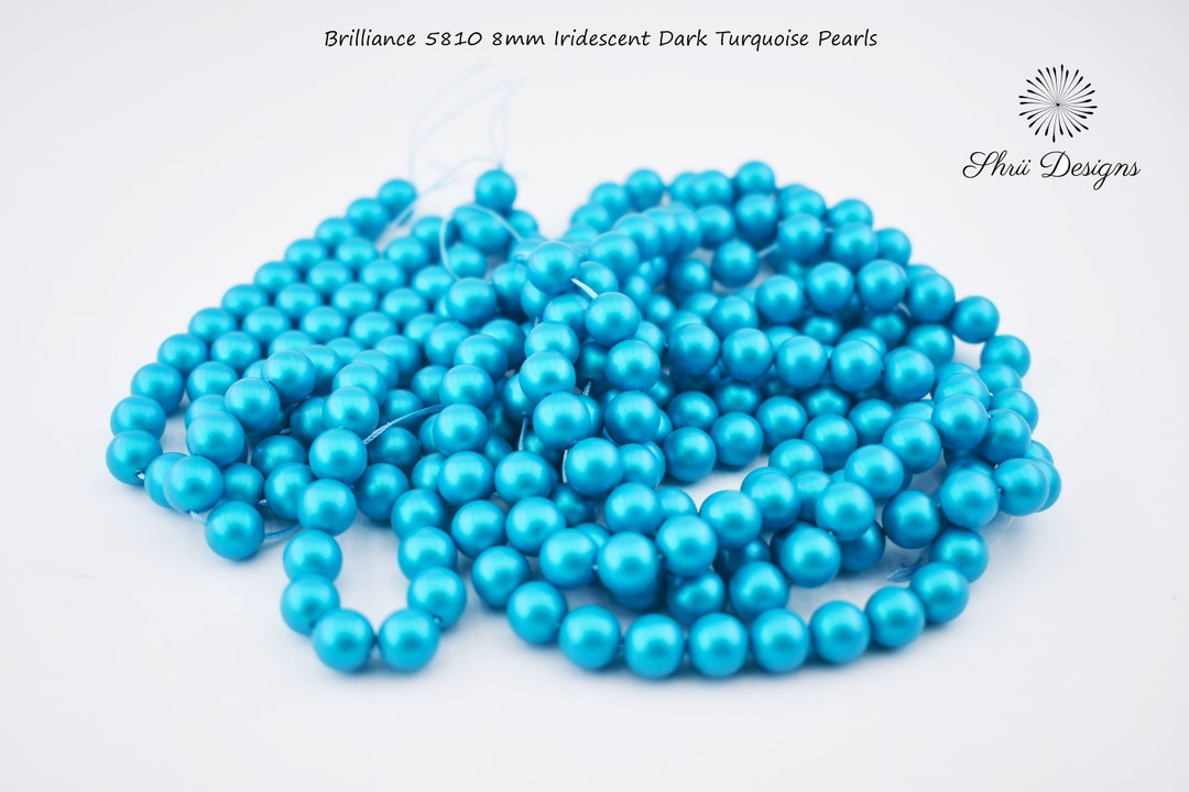 Brilliance 5810 8mm Iridescent Dark Turquoise Pearls, Austrian Pearls ...