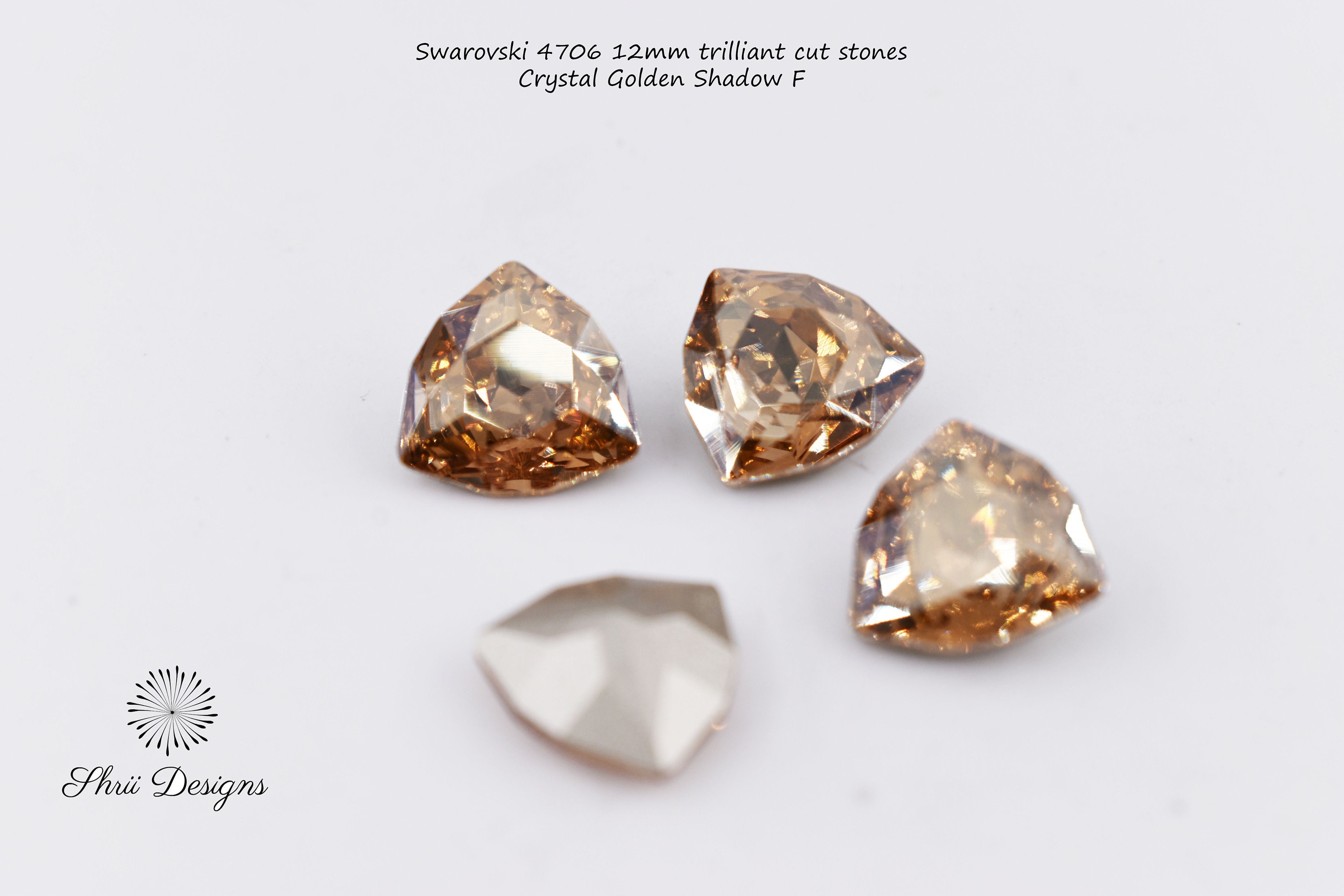 Swarovski 4706 12mm Trilliant Cut Fancy Stone Crystal Golden - Etsy