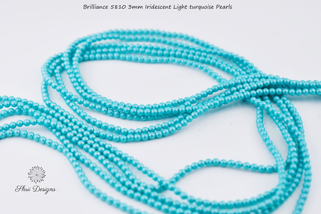 Brilliance 5810 3mm Iridescent Light Turquoise Pearls, Austrian Crystal ...