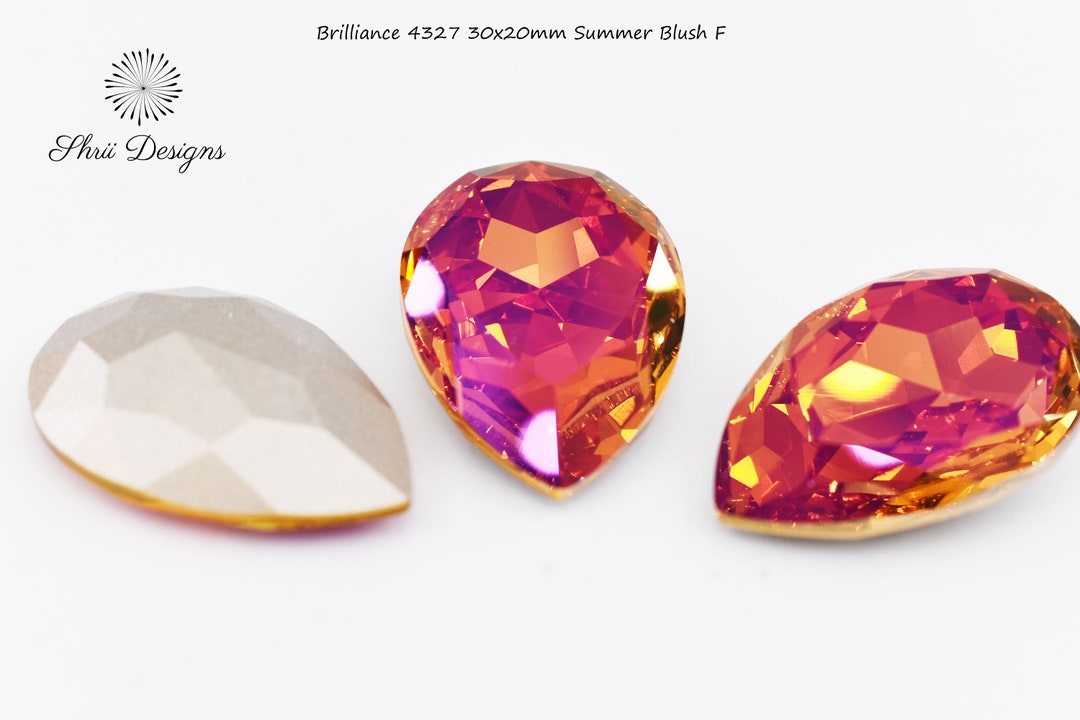 Brilliance 4327 Fancy Pear 30x20mm Summer Blush F, Austrian Crystal - Etsy