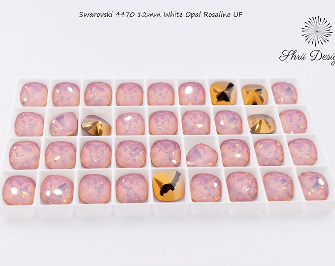 Swarovski 4470 12mm White Opal Rosaline UF, Cushion Cut Square Stone - Etsy