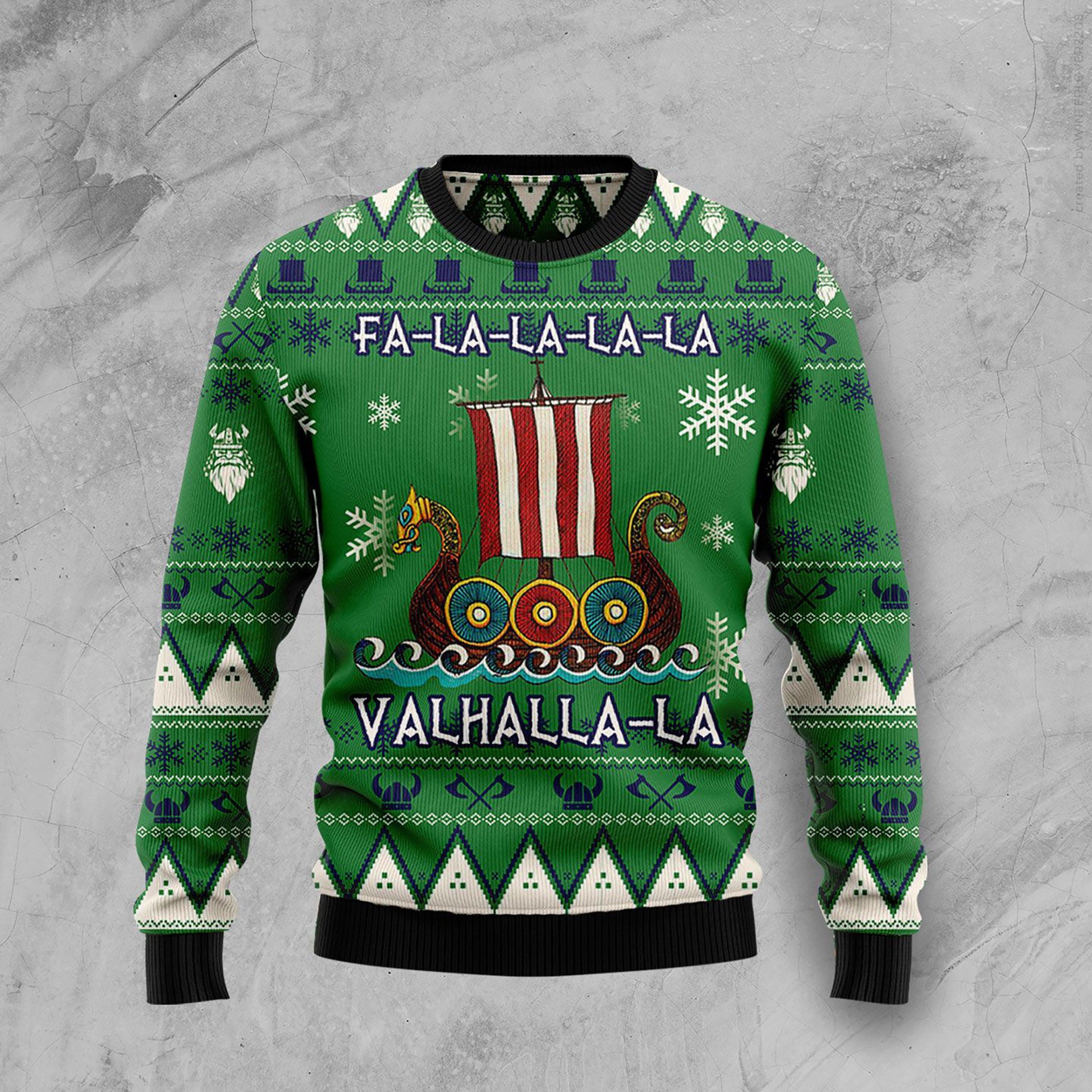 Amazing Viking boat Valhalla la la Ugly Christmas 3D Sweater sold by ...
