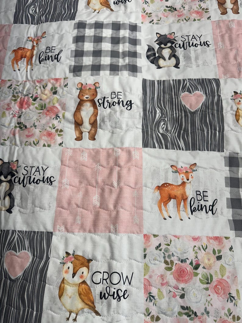 Baby Girl FABRIC Kit| DIY Quilt KIT| Woodland Kit| Forest Animals Kit ...