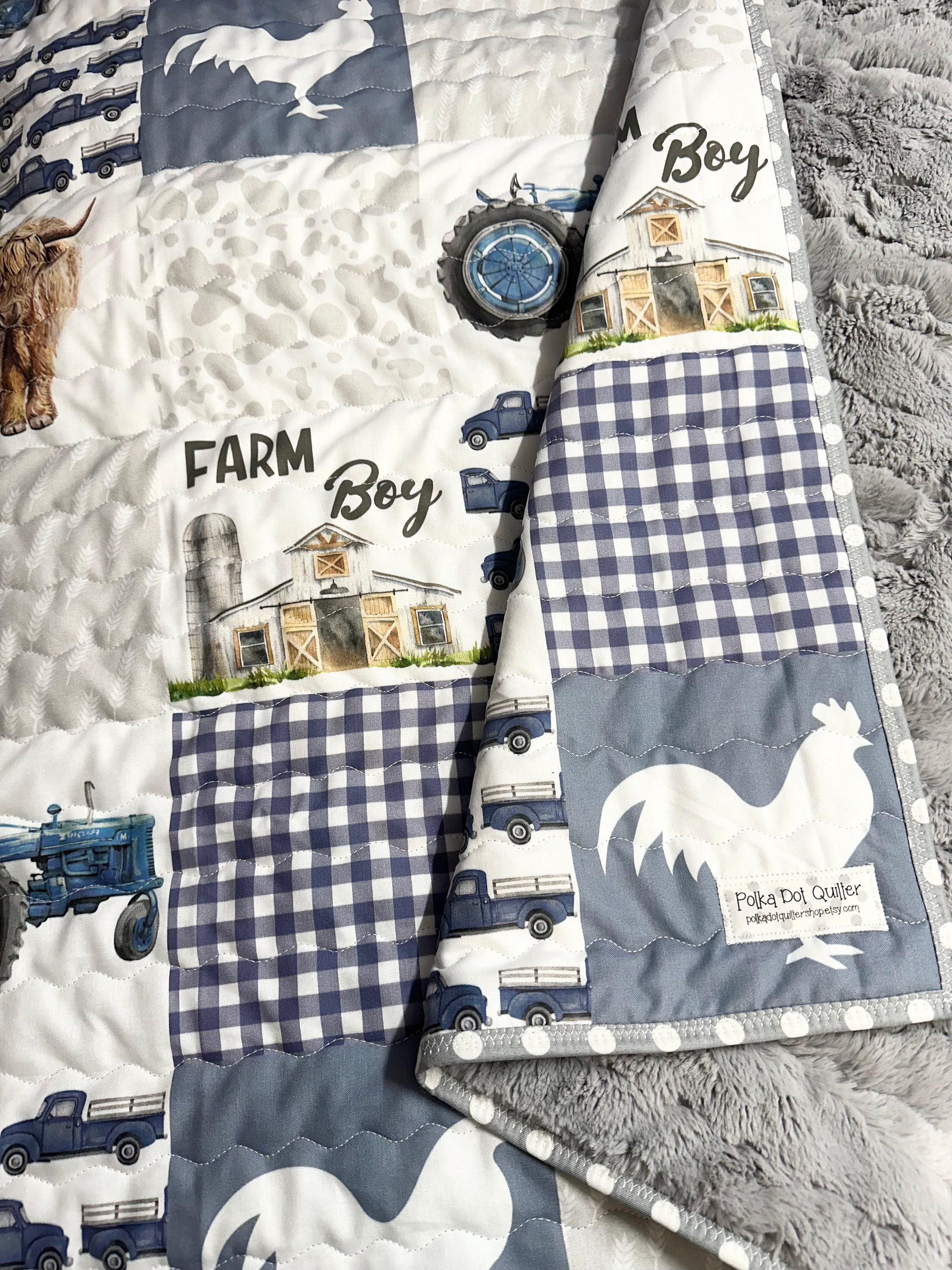 Baby Boy Quilt Handmade|highland Cow| Farm Theme| Crib Bedding|nursery ...