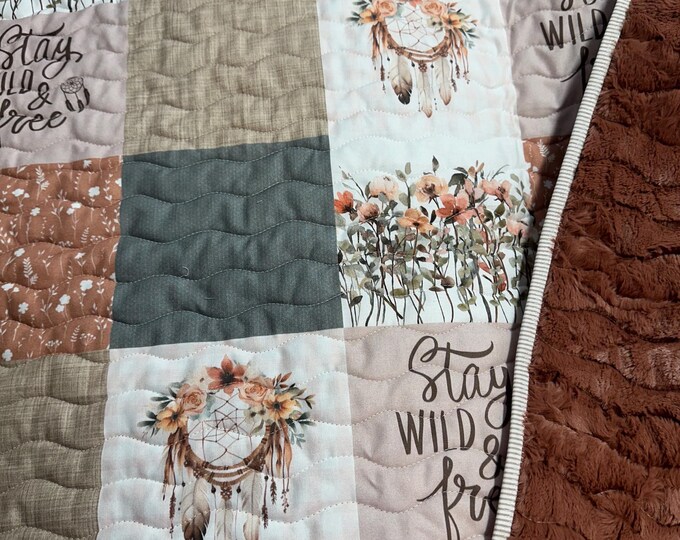 Baby Girl Quilt Handmade |boho| Floral Bohemian|baby Blanket| Nursery ...