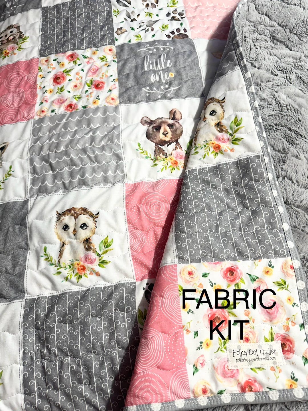 Baby Girl FABRIC| Beginner Quilt Kit| Woodland Animals Kit| EASY DIY ...