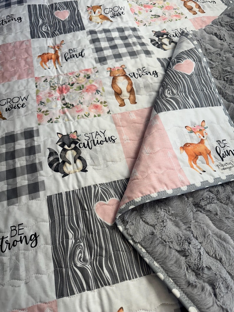 Baby Girl FABRIC Kit| DIY Quilt KIT| Woodland Kit| Forest Animals Kit ...