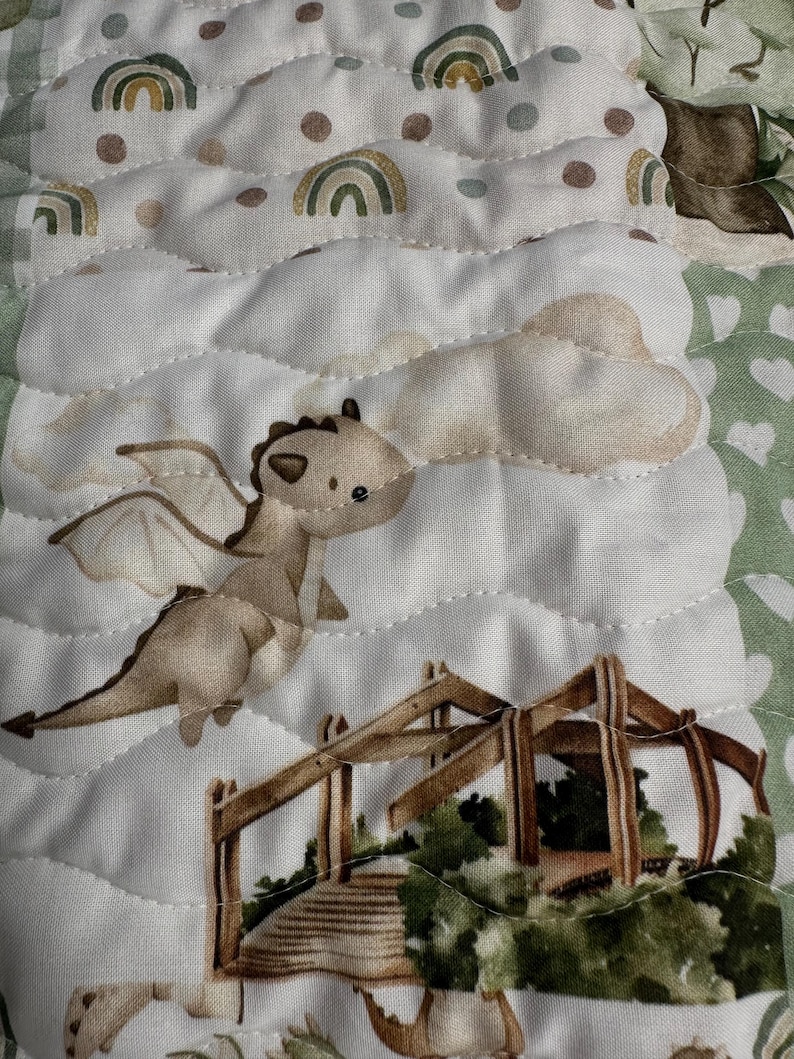 Baby Boy Quilt| Handmade| Dragon Theme| Nursery Decor| Dragon Baby ...