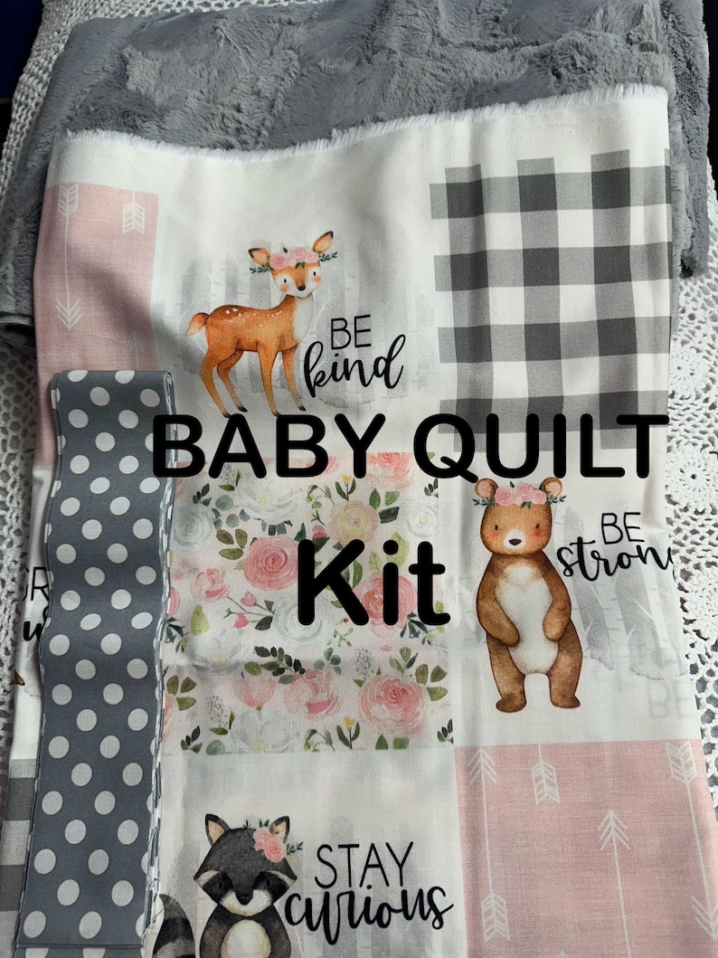 Baby Girl FABRIC Kit| DIY Quilt KIT| Woodland Kit| Forest Animals Kit ...