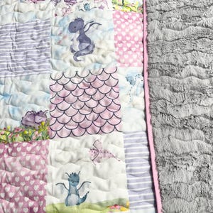 Baby Girl Quilt| Handmade| Dragon Theme| Nursery Decor| Dragon Baby ...