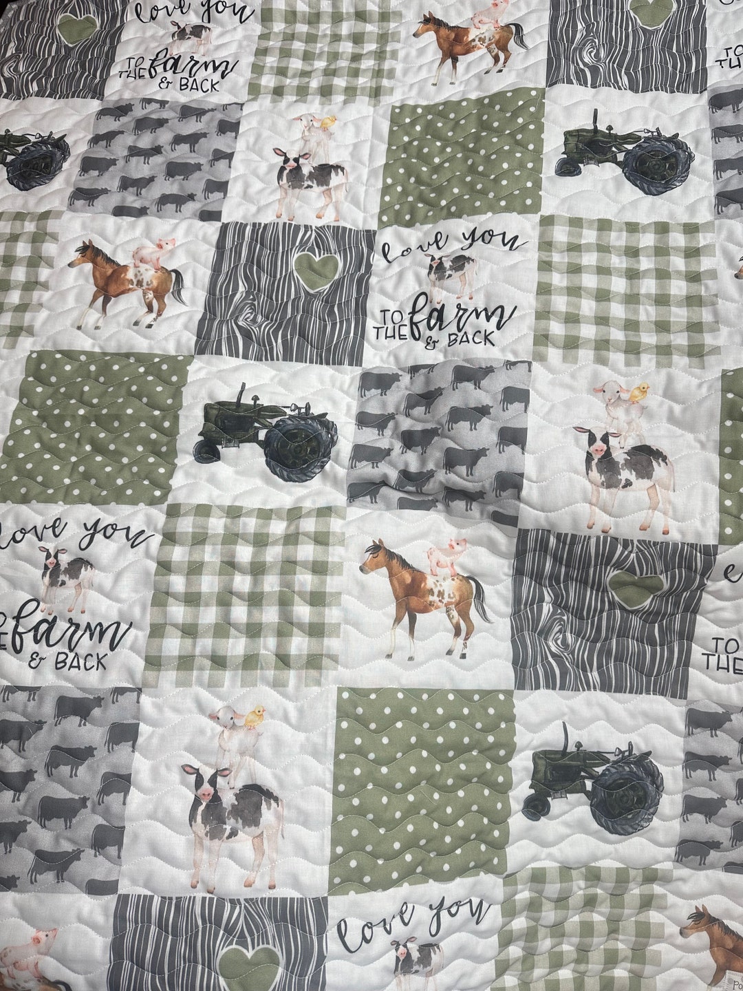 Baby Boy Quilt Handmade Farm Theme Crib Bedding Nursery Decor Handmade ...