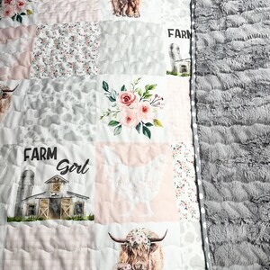Baby Girl Quilt Handmade|highland Cow| Floral |farm Theme| Crib Bedding ...