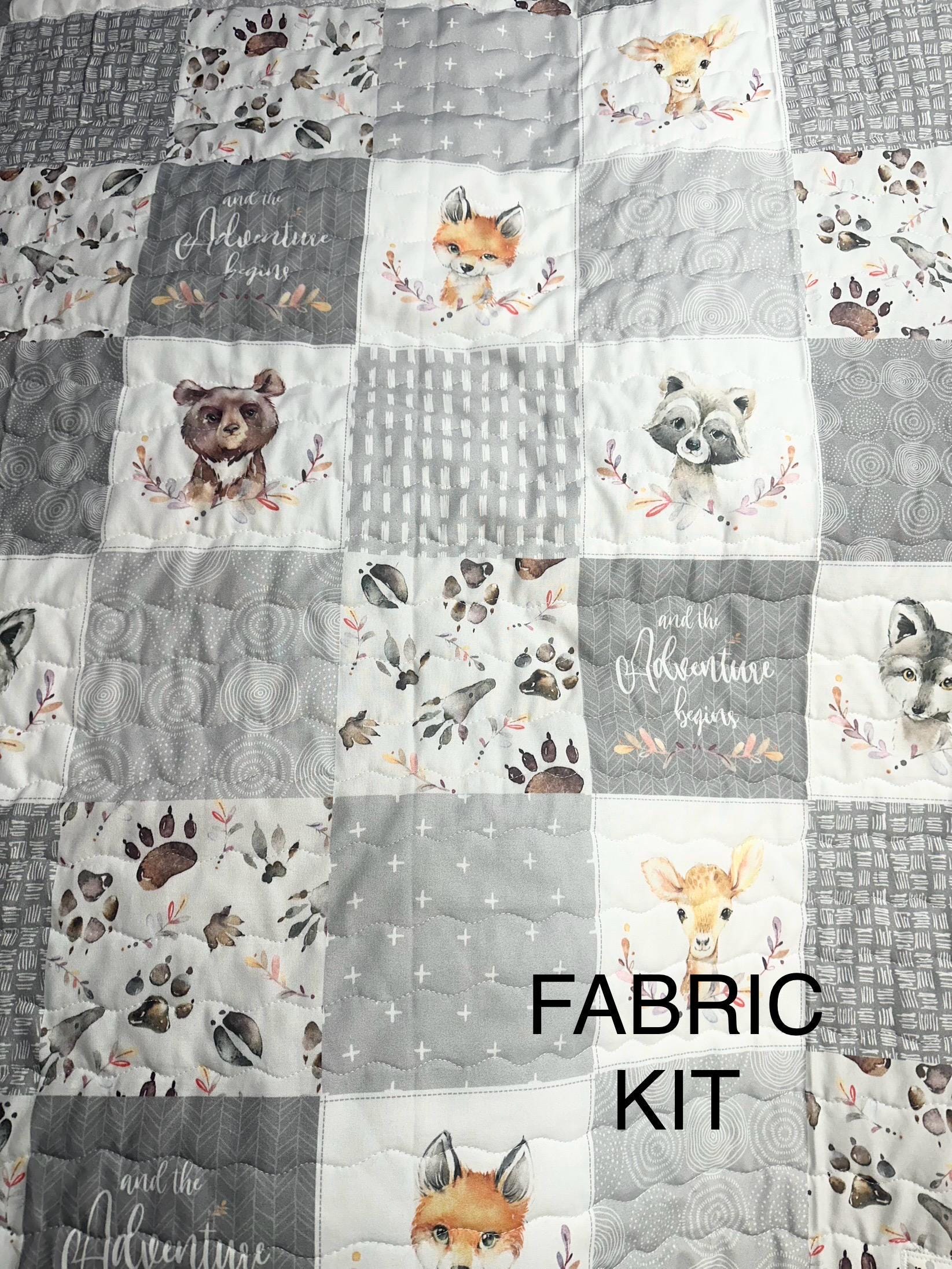 Baby Boy FABRIC| Beginner DIY Quilt|easy Sewing Kit| Woodland Animals ...