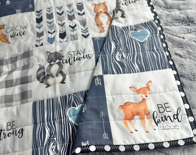 Baby Boy Quilt Handmade woodland Theme crib Bedding nursery - Etsy