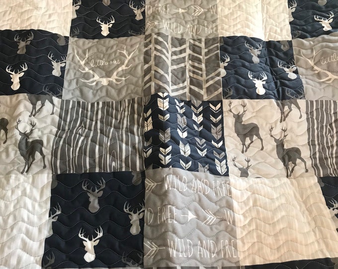 Baby Boy Quilt Handmade Deer Adventure Huntingshower Gift - Etsy