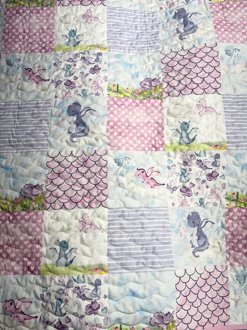 Baby Girl FABRIC KIT| Dragon Quilt Kit| DIY Kit| Nursery Decor Kit ...