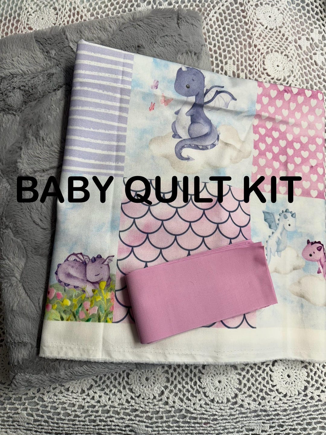 Baby Girl FABRIC KIT| Dragon Quilt Kit| DIY Kit| Nursery Decor Kit ...