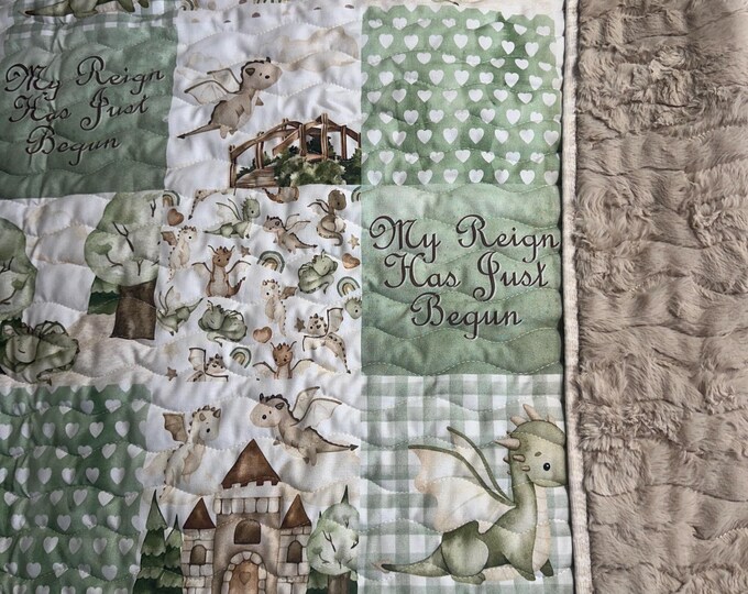 Baby Boy Quilt| Handmade| Dragon Theme| Nursery Decor| Dragon Baby ...