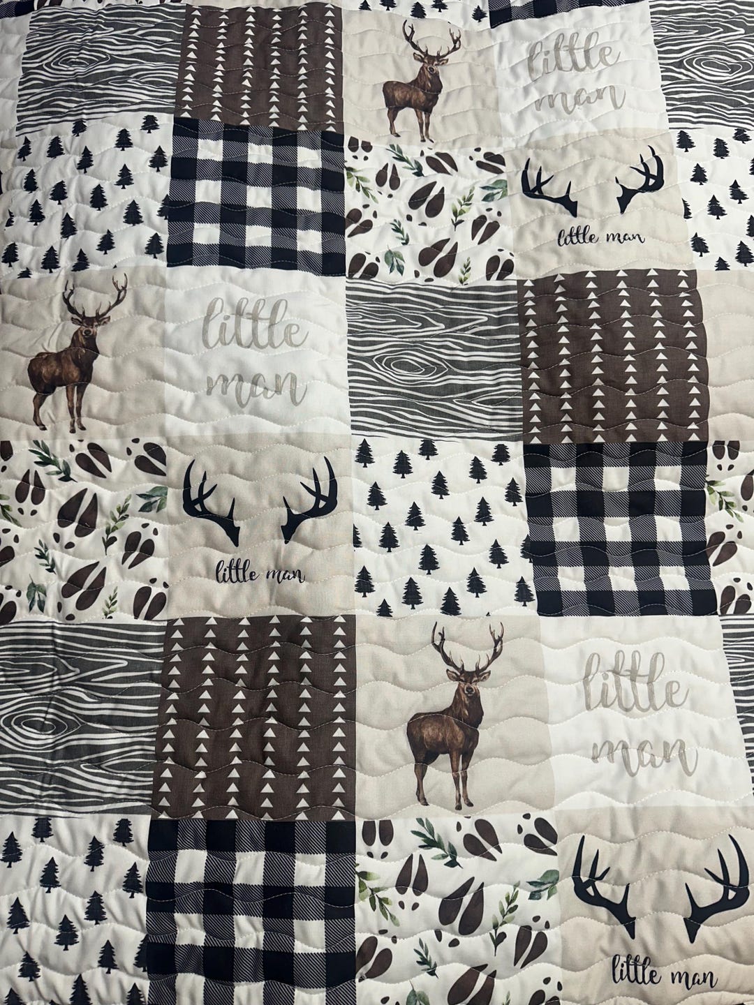 Baby Boy Quilt Handmade Deer Theme Buckwoodland Hunting Rustic Shower ...