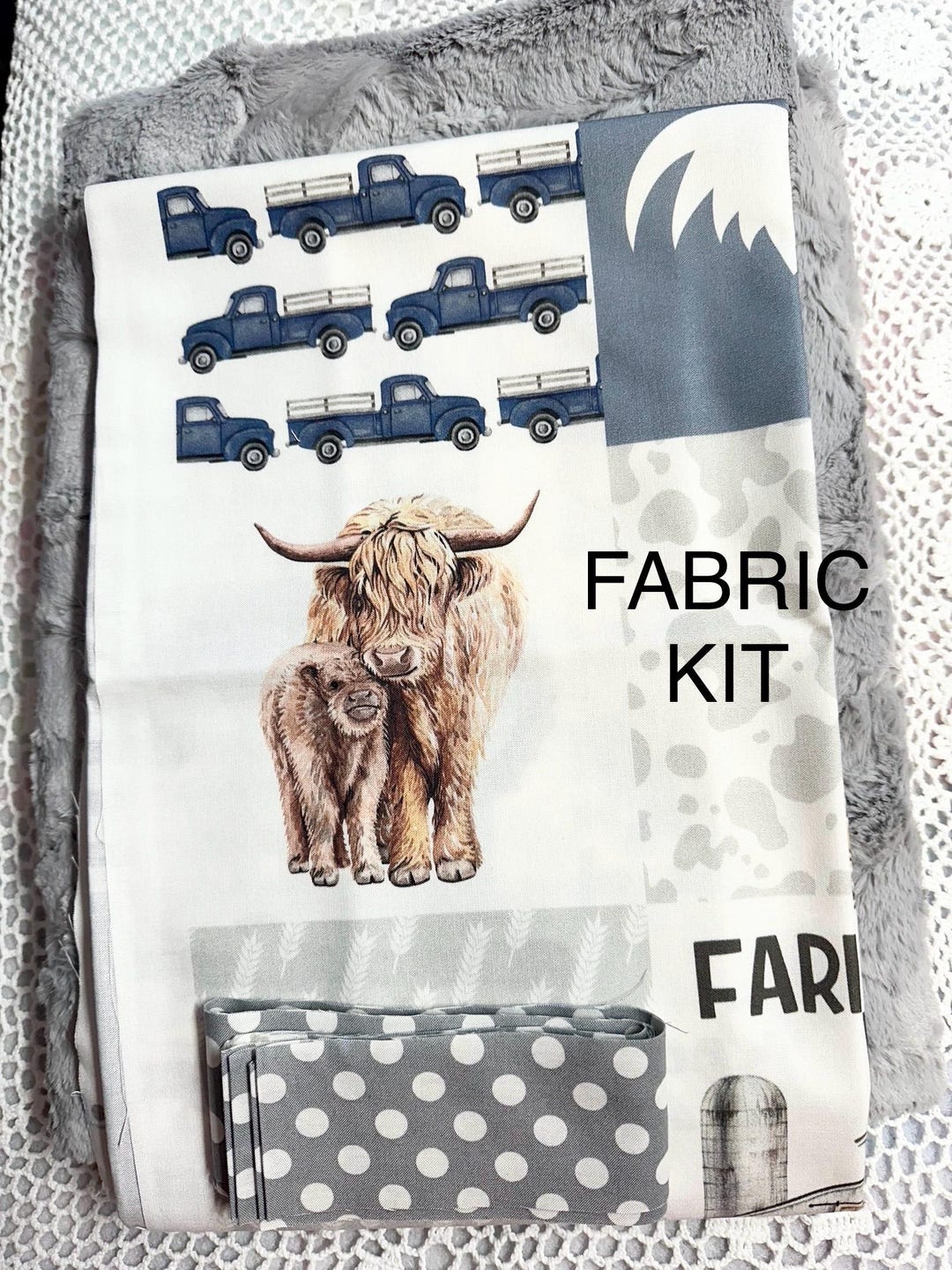 Baby Boy FABRIC Kit| Beginner Quilt KIT| Highland Cow| Sewing Project ...