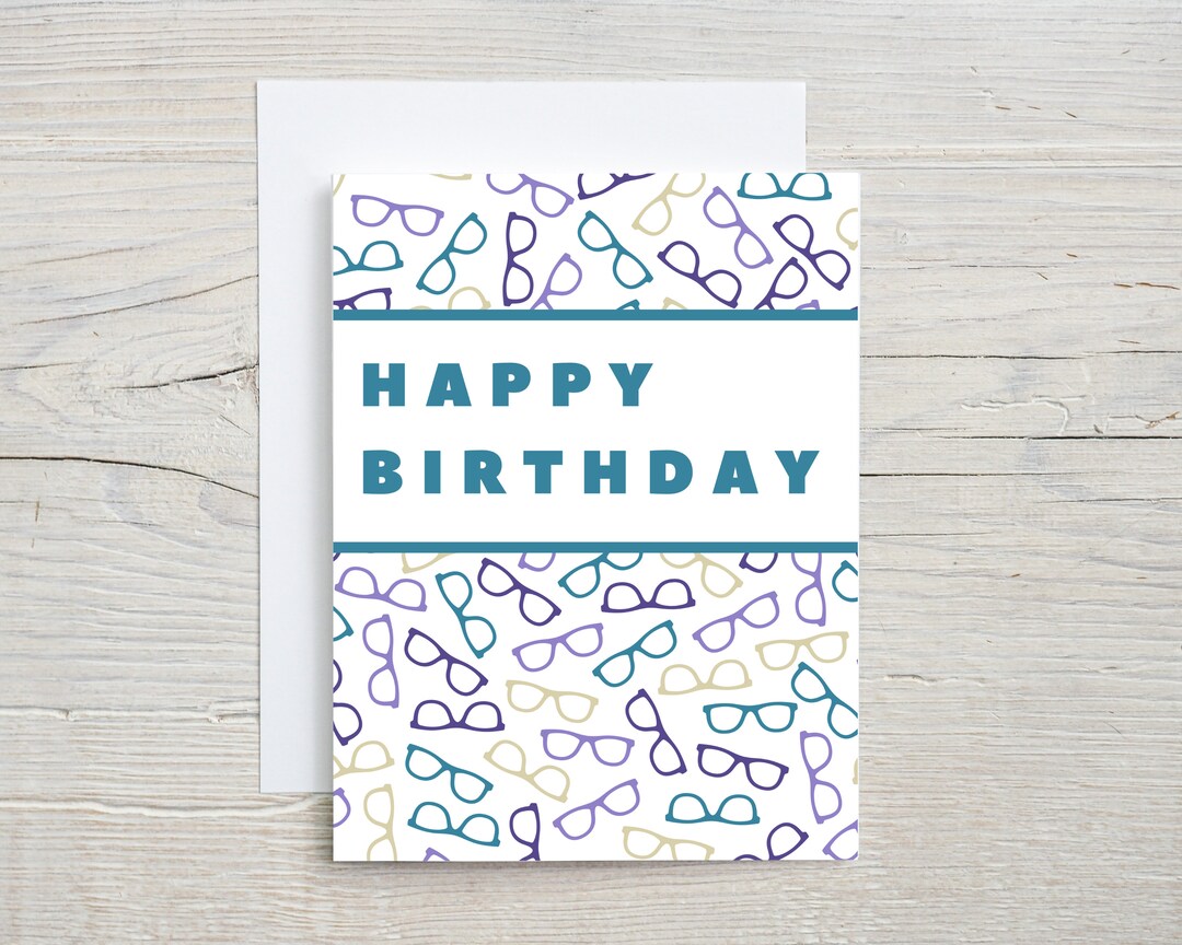 Happy Birthday Eyeglasses Blank Greeting Card | Optometrist, Optician ...
