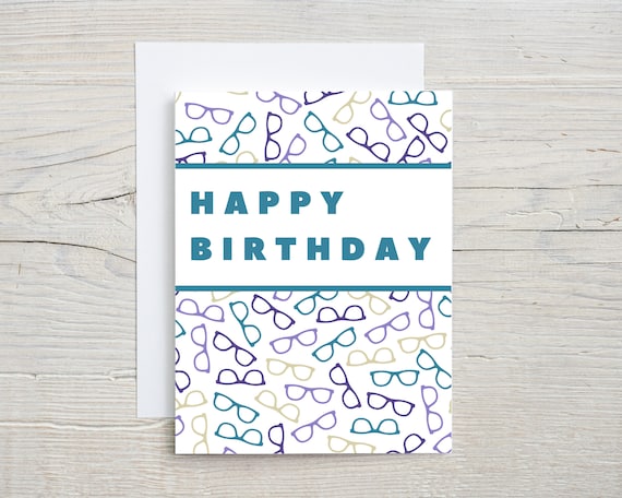 Happy Birthday Eyeglasses Blank Greeting Card Optometrist - Etsy