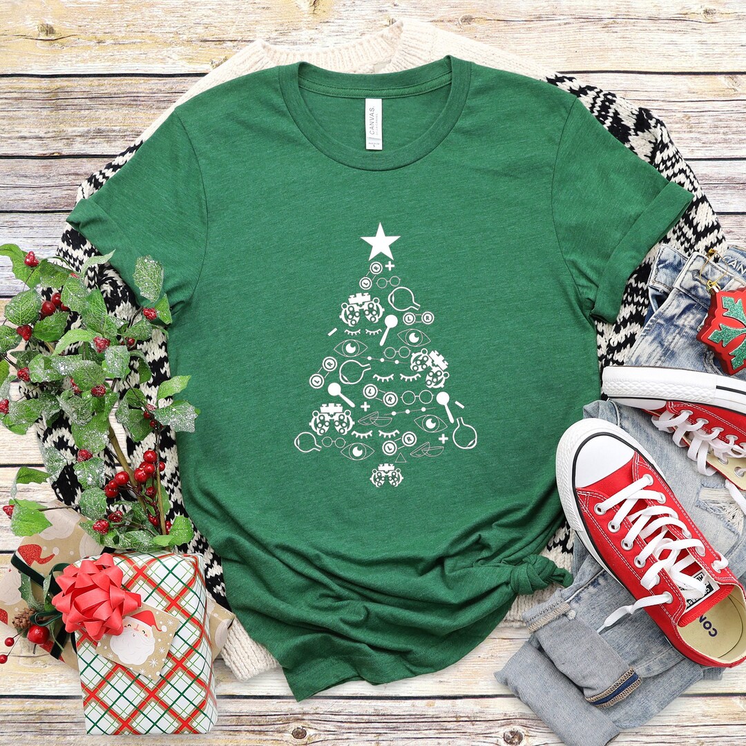 Optometry Symbols Christmas Tree Red Green T-shirt Optometrist ...