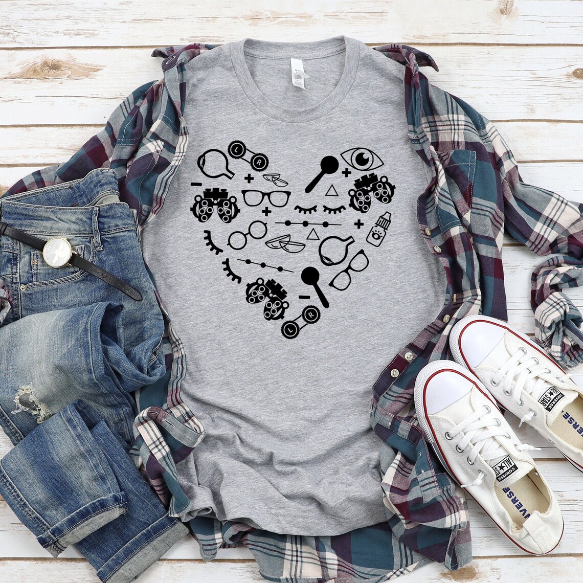 Opto Symbols Heart T-shirt | Optometrist, Optician, Ophthalmologist ...