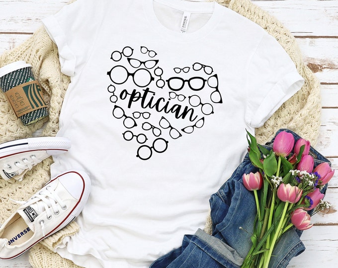 Optician Heart Glasses T-shirt | Optician, Heart Tee, Opto T-shirt ...
