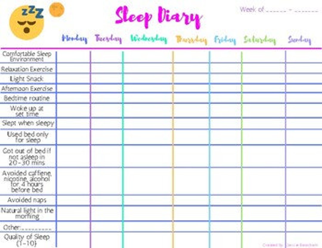 Sleep Worksheet - Etsy