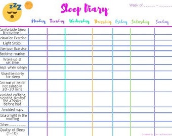 Sleep Worksheet - Etsy
