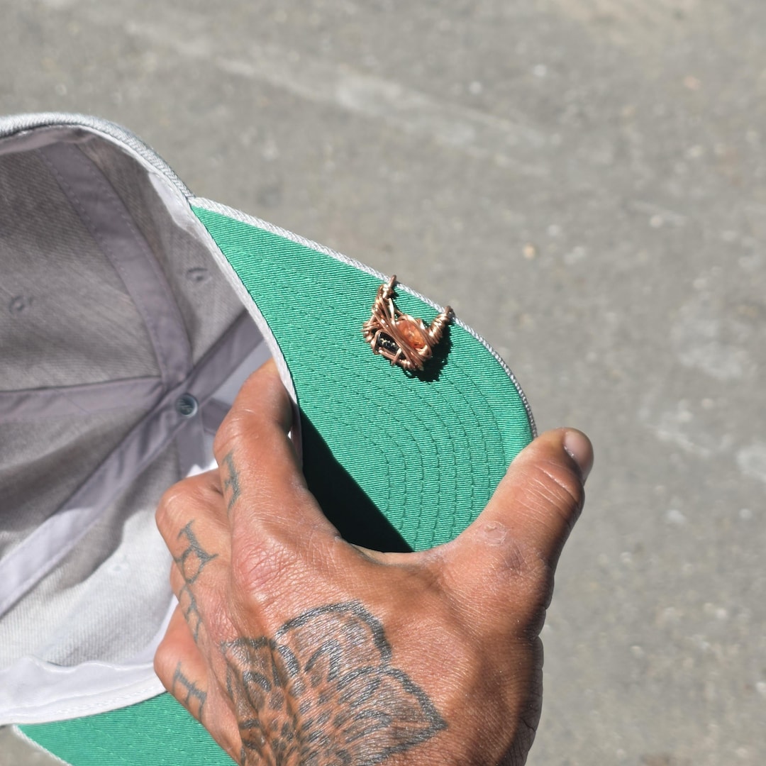 Double Sided Hat Brim Clip | Carnelian Black Tourmaline Wire Wrapped ...