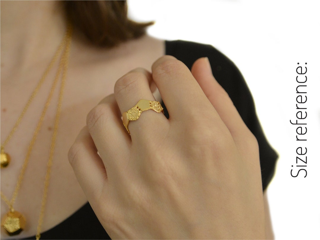 Modern Pentagons Gold Ring, Dodecahedron, 3D Geometric Folded Jewelry ...