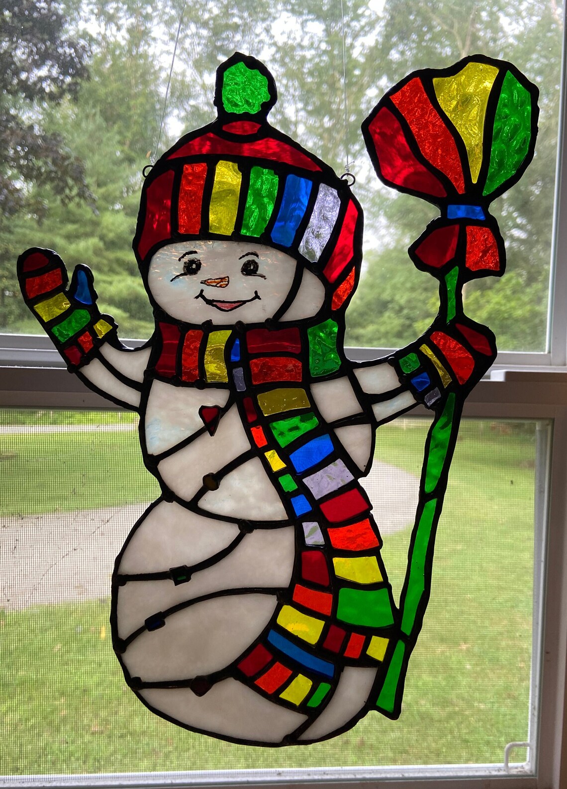 Snowman Stained Glass Stained Glass Snowman Snowman | Etsy