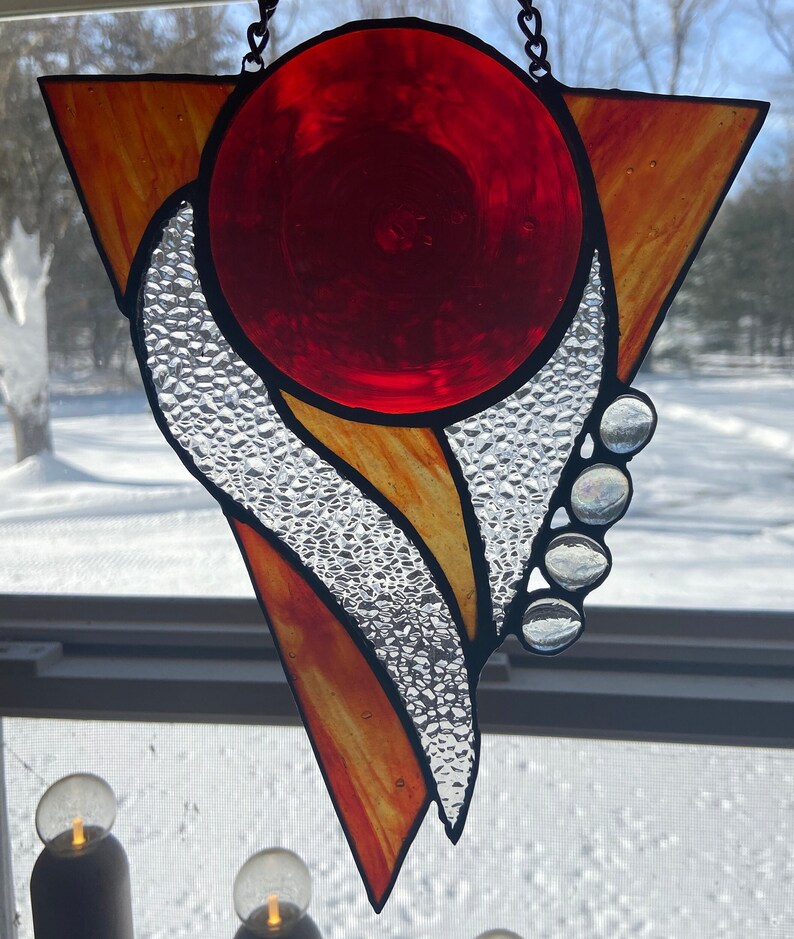Geometric Stained Glass Suncatcher Stained Glass Geometric - Etsy
