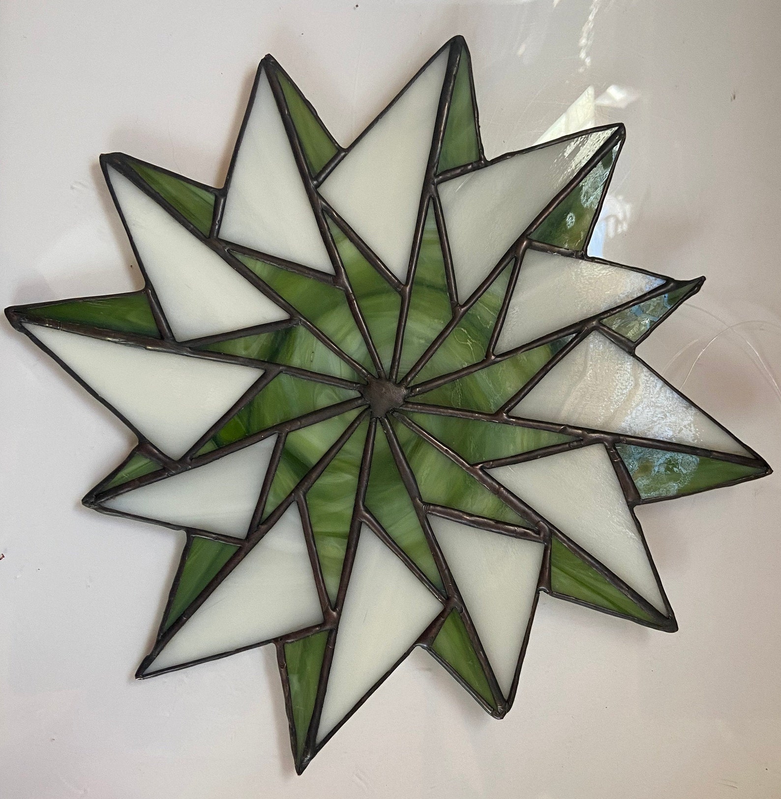 Geometric Stained Glass Suncatcher: Copper Foil Art - Etsy