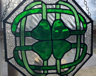 Shamrock Stained Glass Panel - Etsy