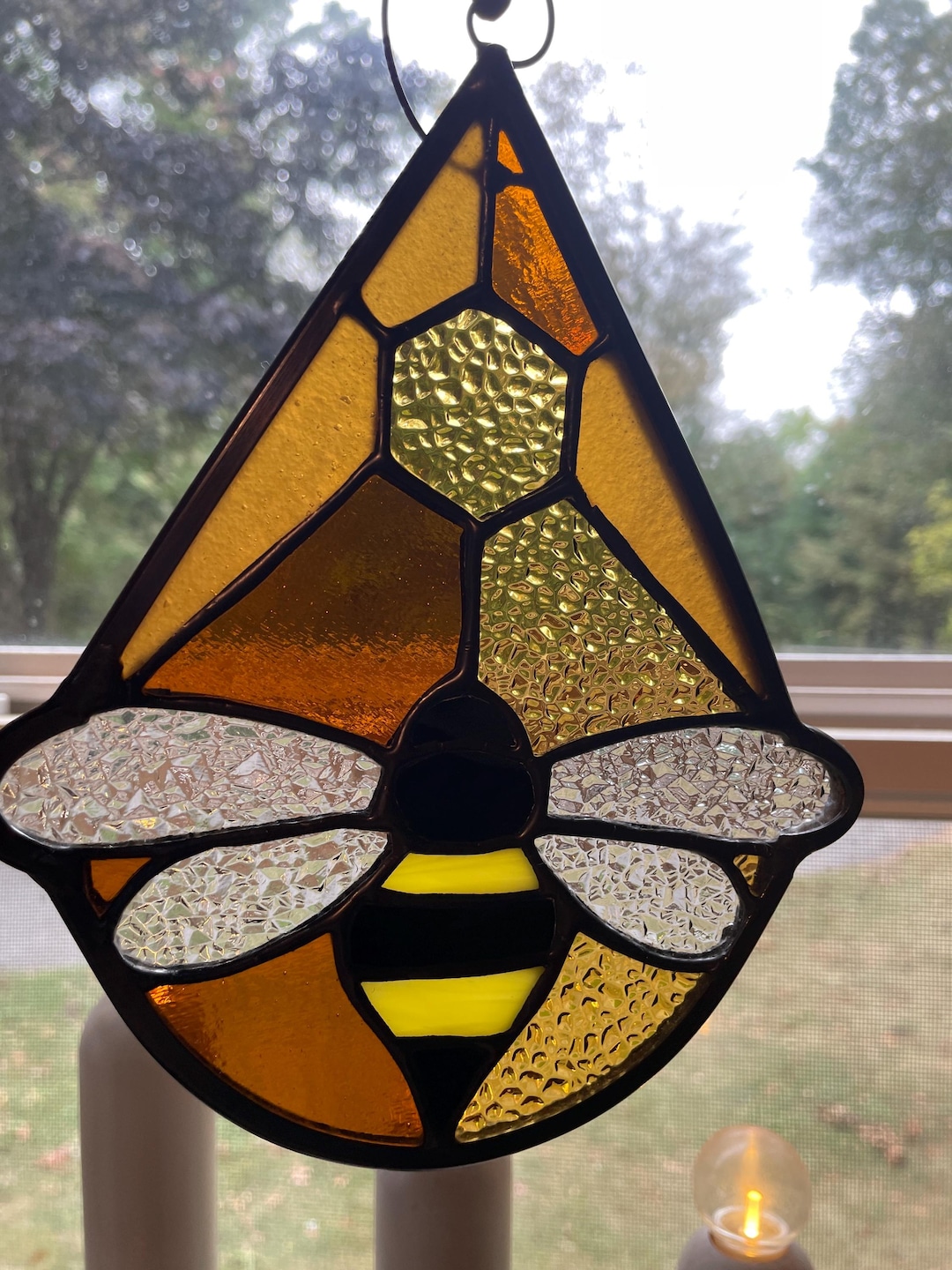 Bee Teardrop in Stained Glass, Bee Tear Drop, Stained Glass Tear Drop ...
