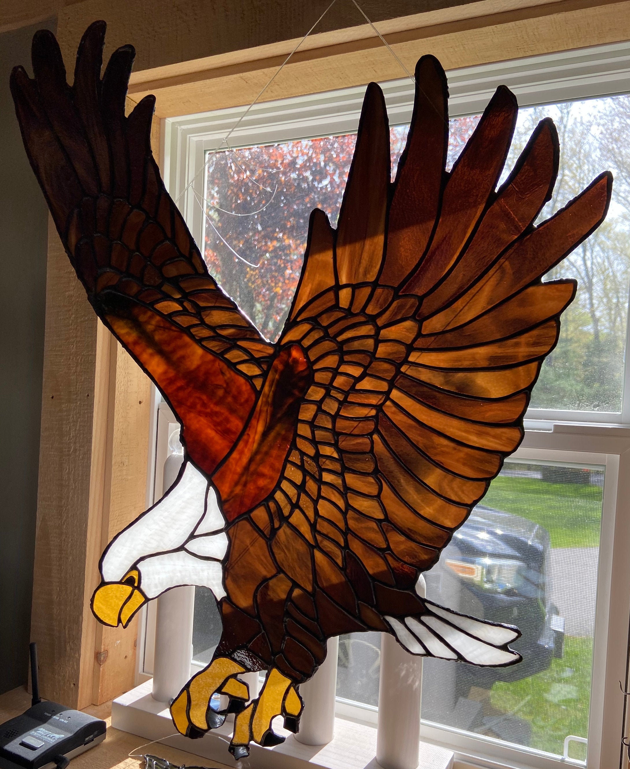 Glass Art Art And Collectibles Eagle Stained Glass Suncatcher American Eagle Modern Stained Glass