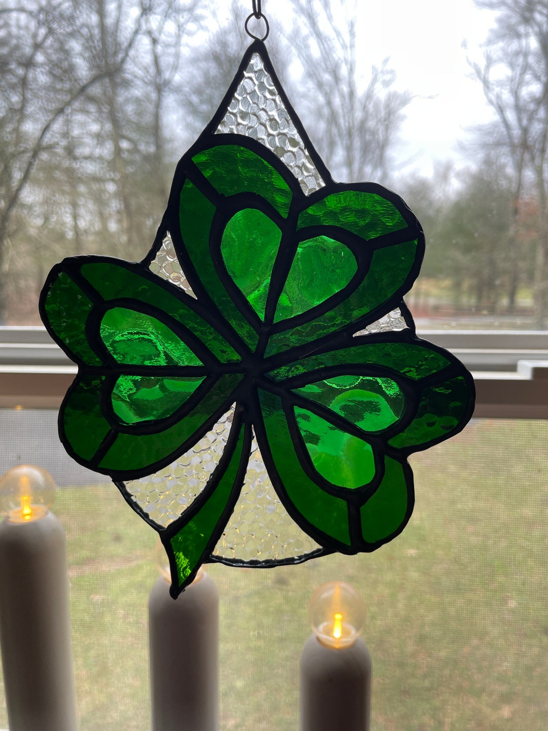 Shamrock in Stained Glass, Stained Glass Shamrock, Shamrock Suncatcher ...