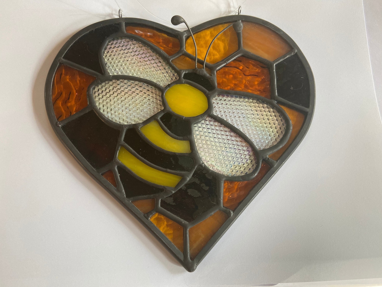 Bee Stained Glass Stained Glass Bee Honeycomb Bee Stained | Etsy