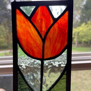 Tulip Stained Glass, Stained Glass Tulip, Tulip Panel, Gifts, Stained ...