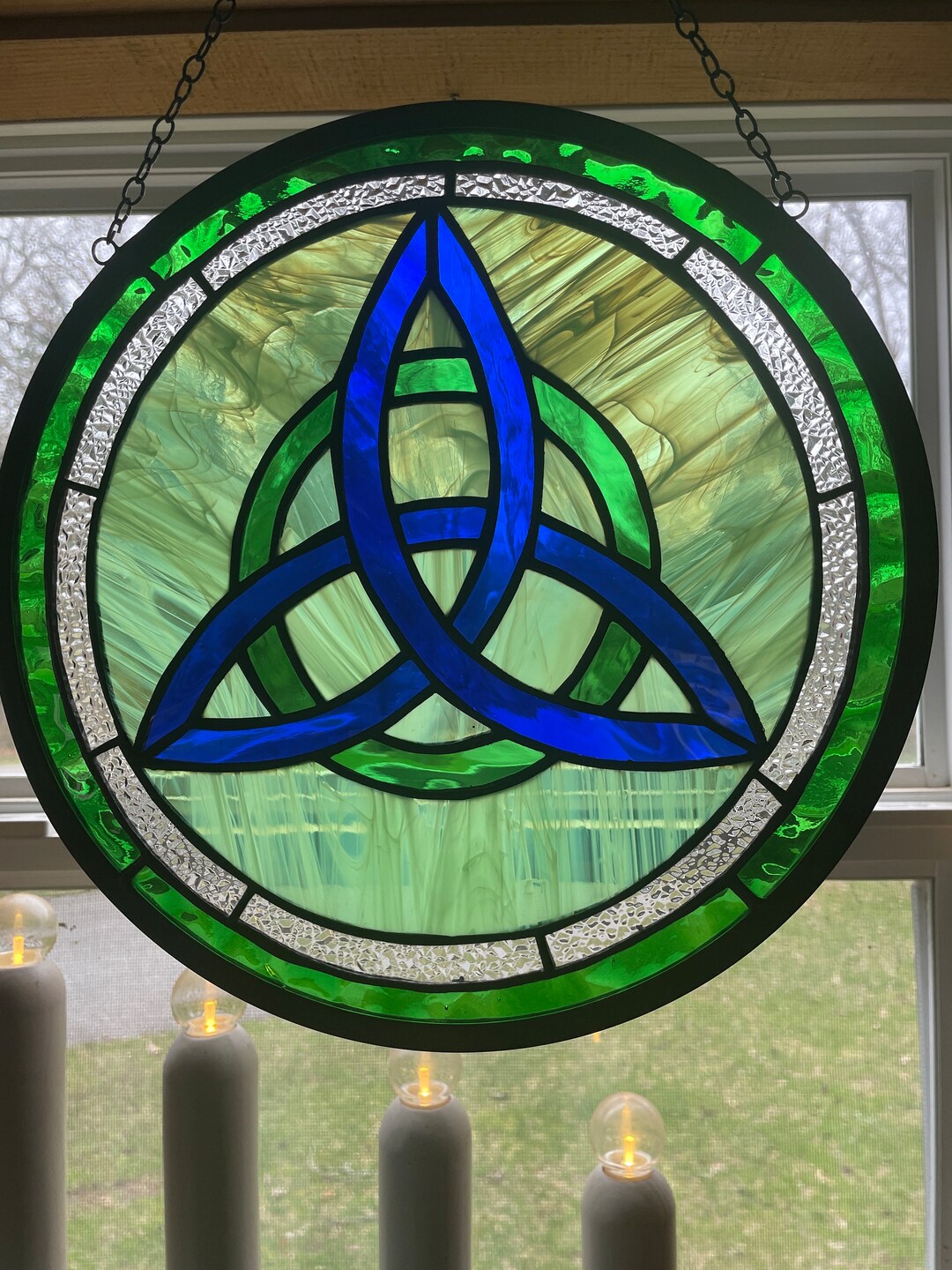 Stained Glass Celtic Knot Panel: Handmade Window Hanging - Etsy