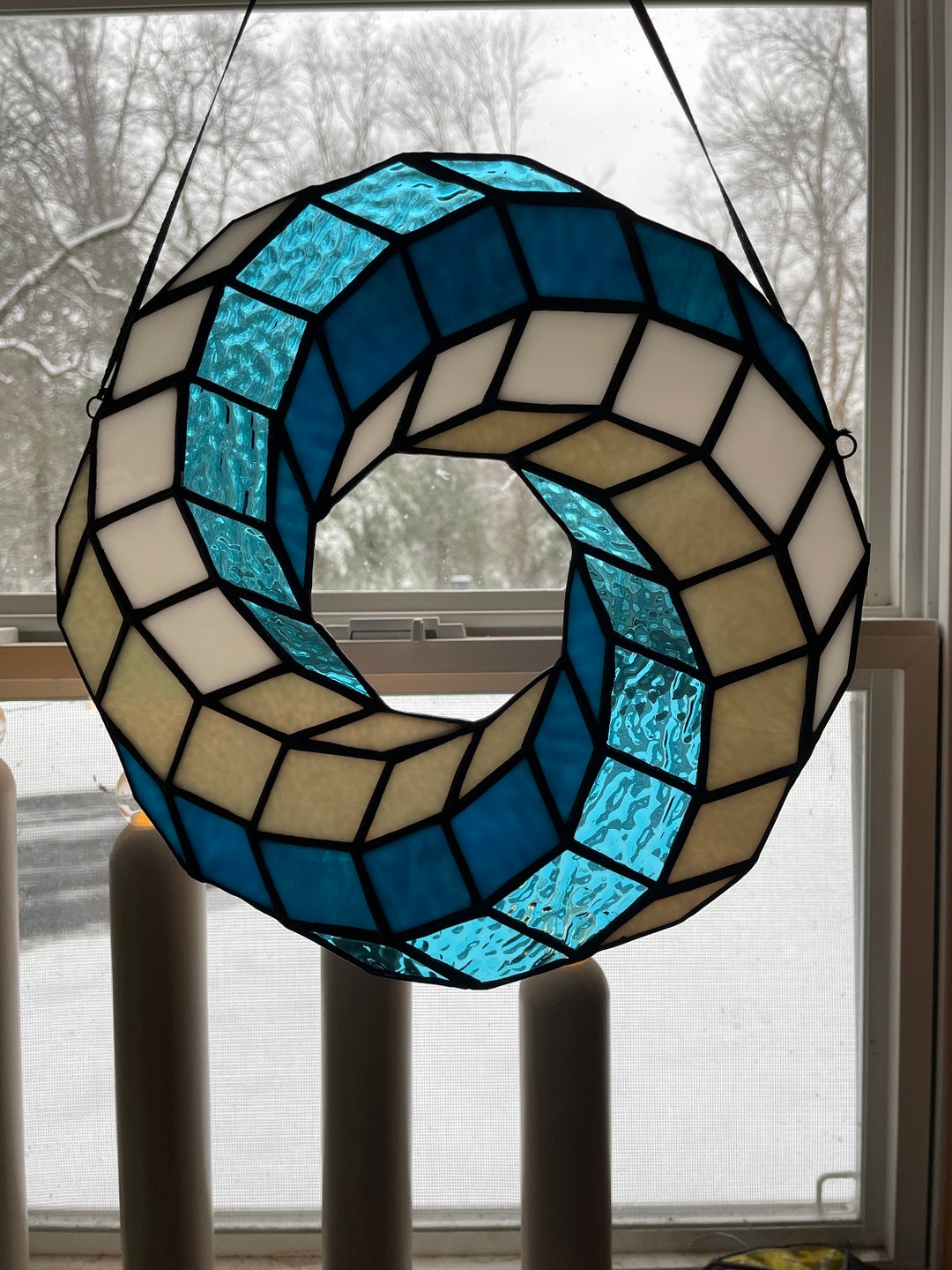 Geometric Stained Glass Suncatcher, Stained Glass Geometric Suncatcher ...